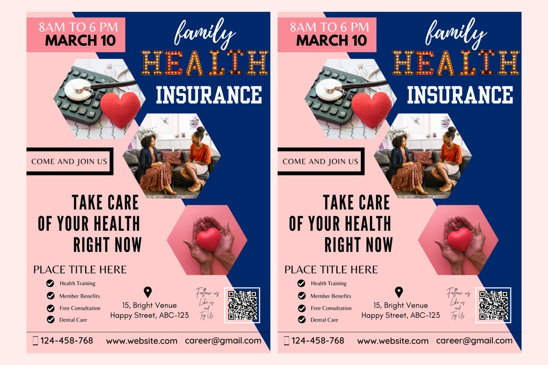 Health Insurance FLYER CANVA A4 Flyer Template health Poster Editable ...