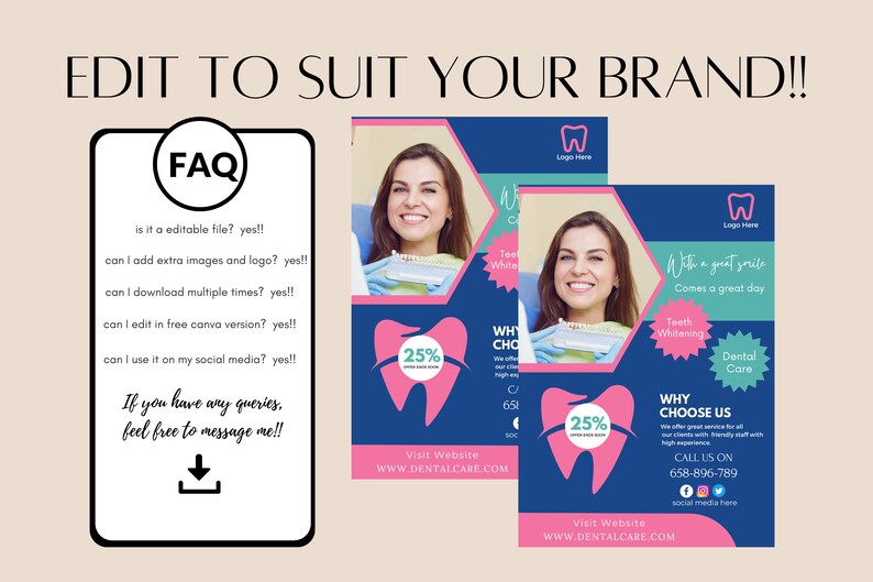 Dental Health FLYER CANVA| A4 Flyer Template |health Poster |diy| Teeth ...