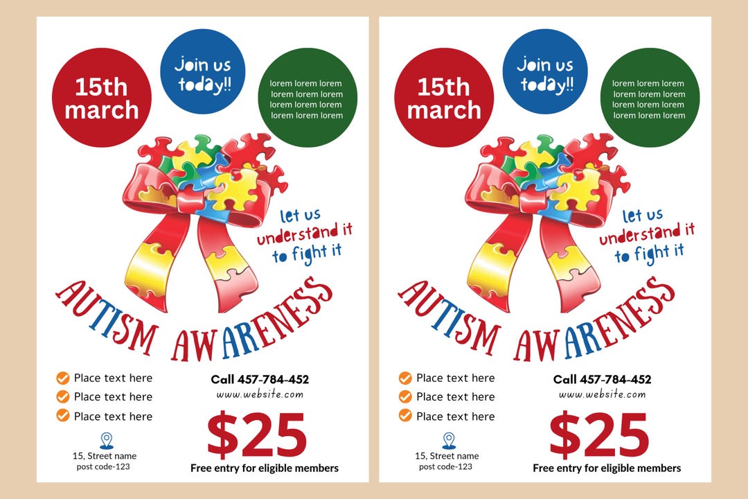 Autism Health FLYER CANVA A4 Flyerhealth Postereditablediy heart Flyer ...