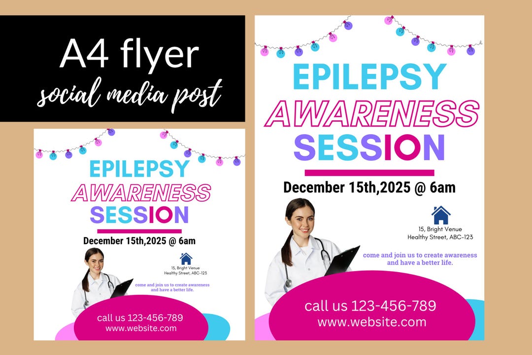 Editable Epilepsy Flyer CANVA|A4 Flyer| Epilepsy Instagram Post| Health ...