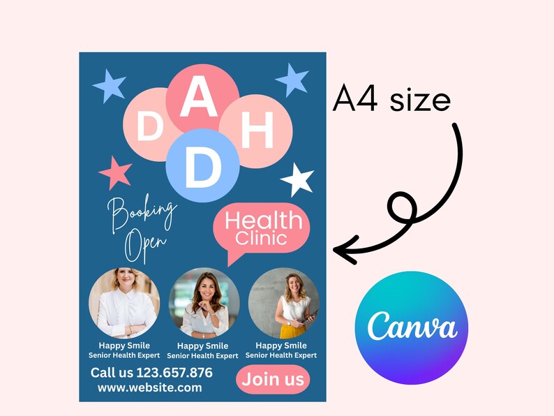 Adhd Health FLYER CANVA| A4 Flyer Template |health Poster|editable|diy ...