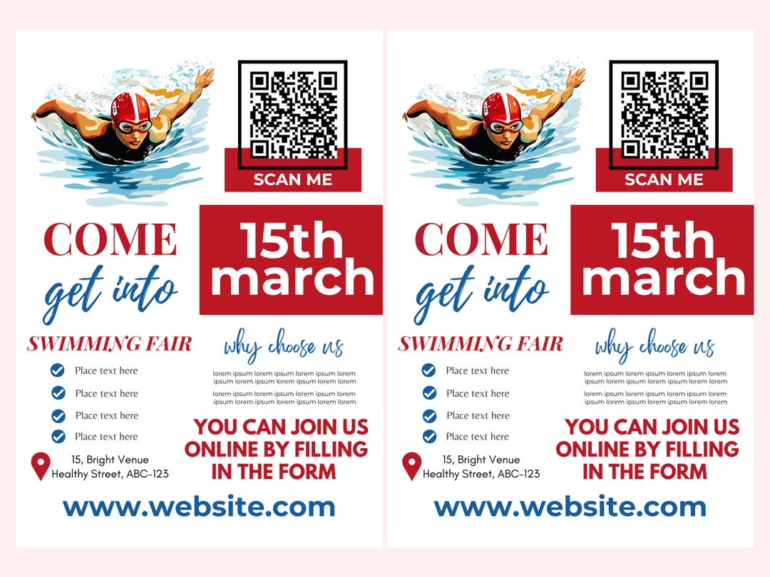 Swimming FLYER CANVA| A4 Flyer Template |health Poster|editable |diy ...