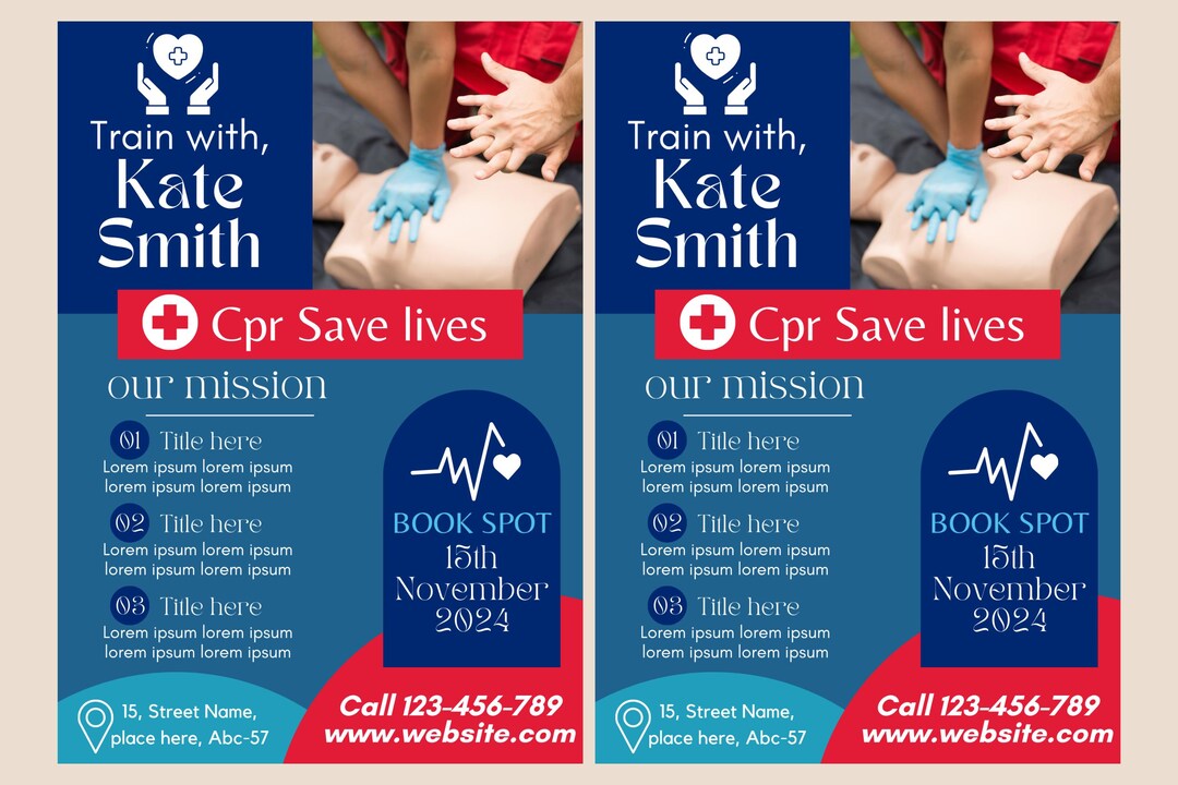Cpr Training Flyer|canva| First Aid Flyer|health Poster| Editable Flyer ...