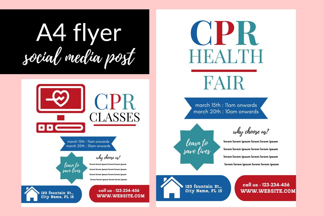 Editable Cpr Flyer CANVA|A4 Flyer| Cpr Instagram Post| Health Poster ...