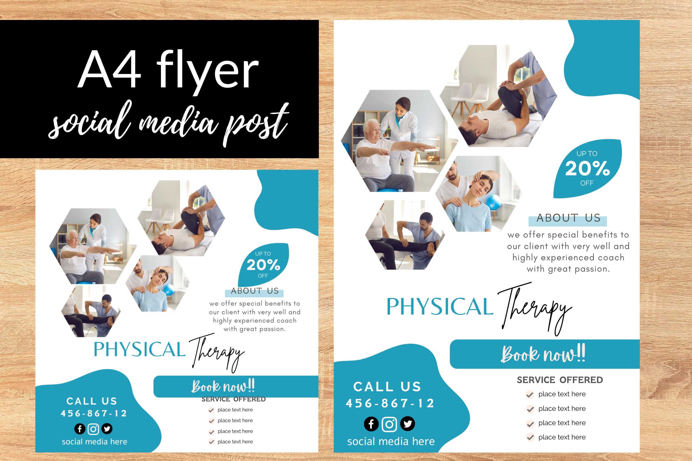 Physical Therapy FLYER A4 Flyer Templatesocial Media Posthealth Flyer ...