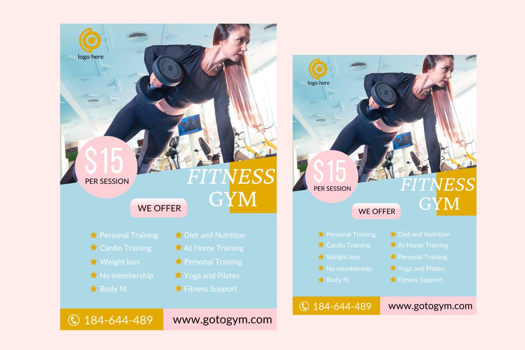 Fitness Flyer Printable| Fitness Flyer Canva| Personal Trainer Flyer ...