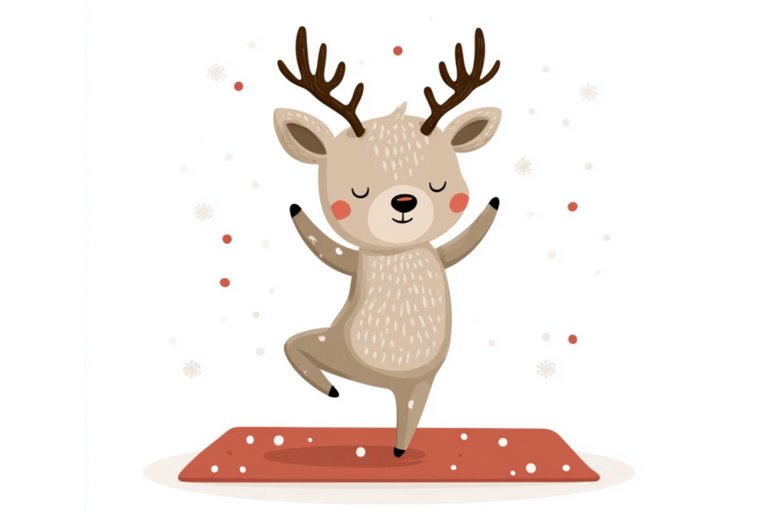 Yoga Reindeer | Fitness Png| Health Poster| Social Media Flyer| Heart ...