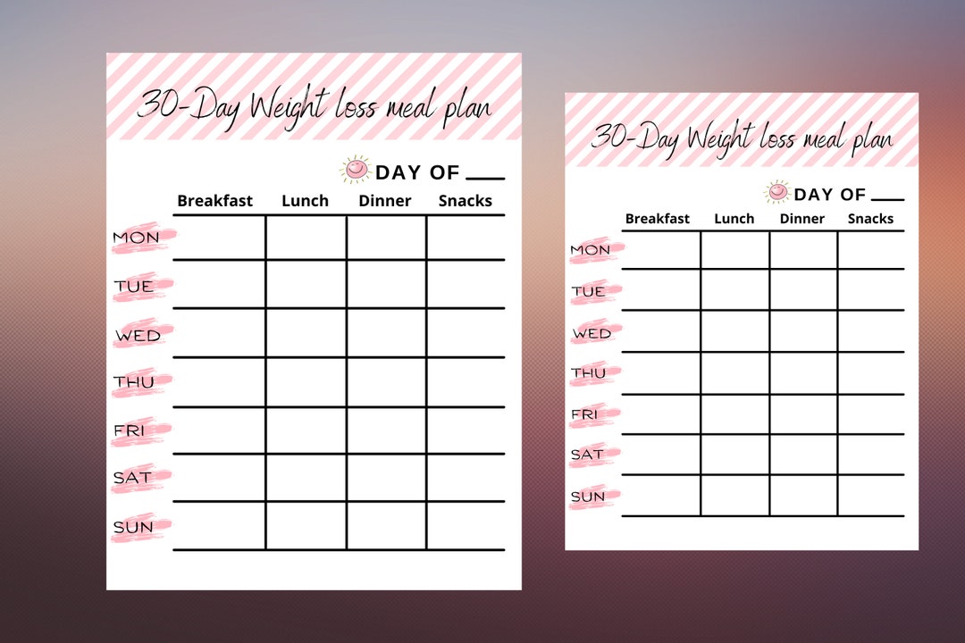 Editable Weight Loss Meal Planner Template Canva | Fitness Printable ...