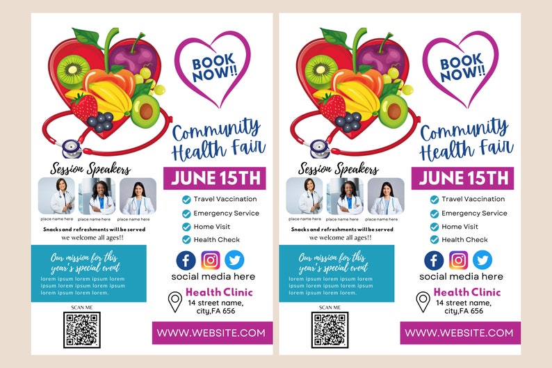 Editable Health Fair FLYER CANVA| A4 Flyer Template |health Poster ...