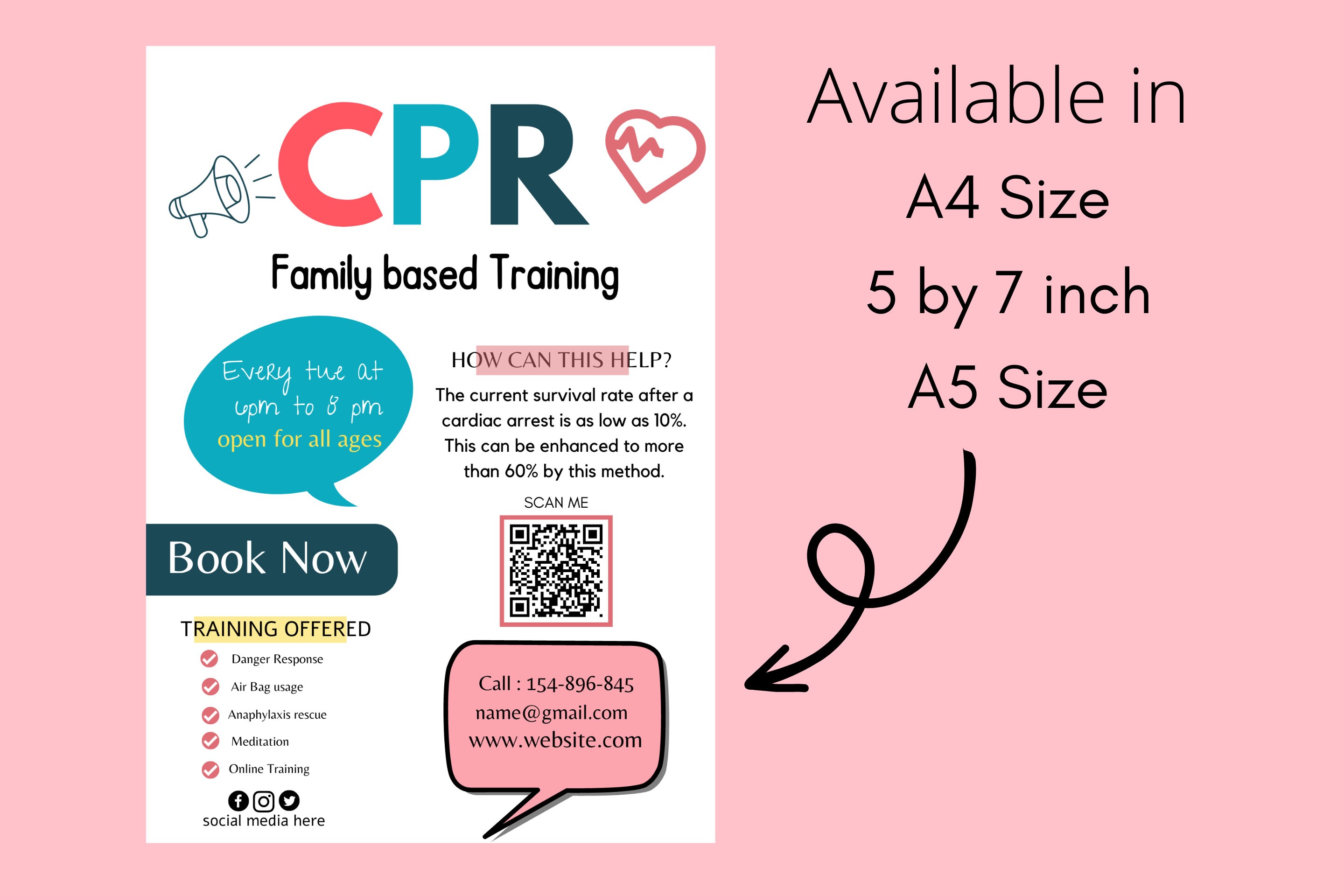 CPR Training FLYER CANVA A4 Flyer Template Editable Flyer - Etsy