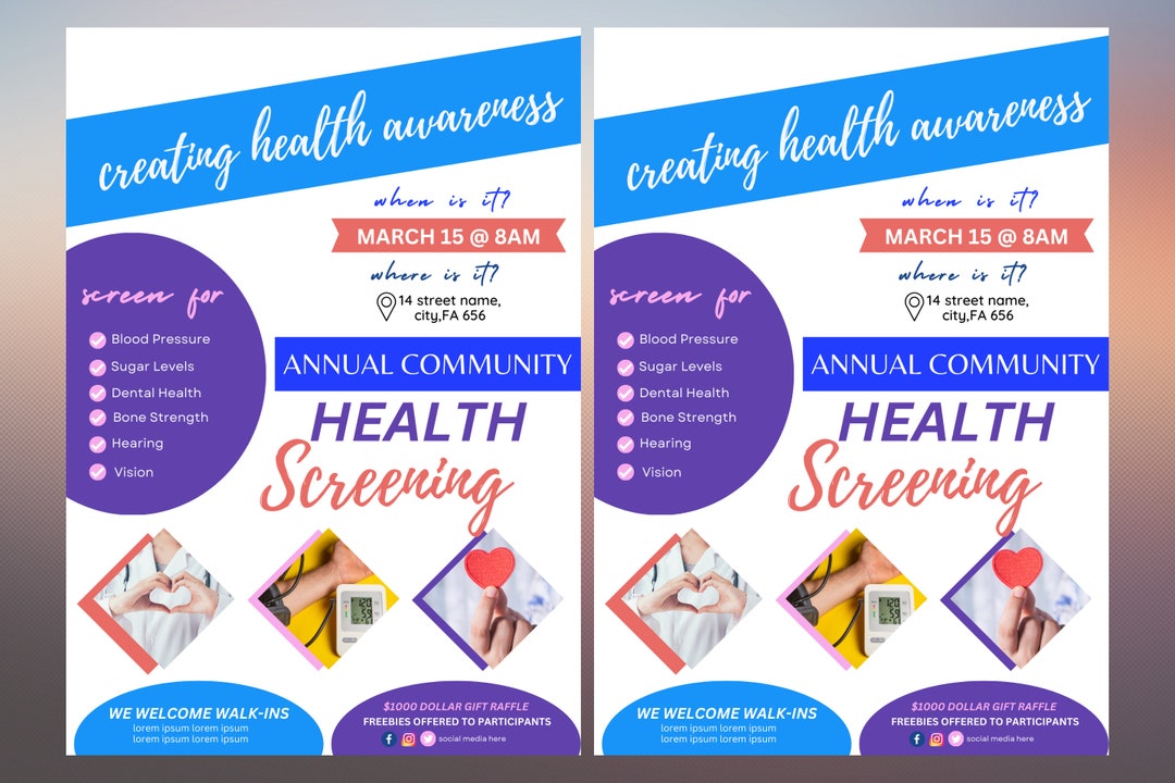 Screening Health FLYER CANVA A4 Flyer Template health Poster Editable ...
