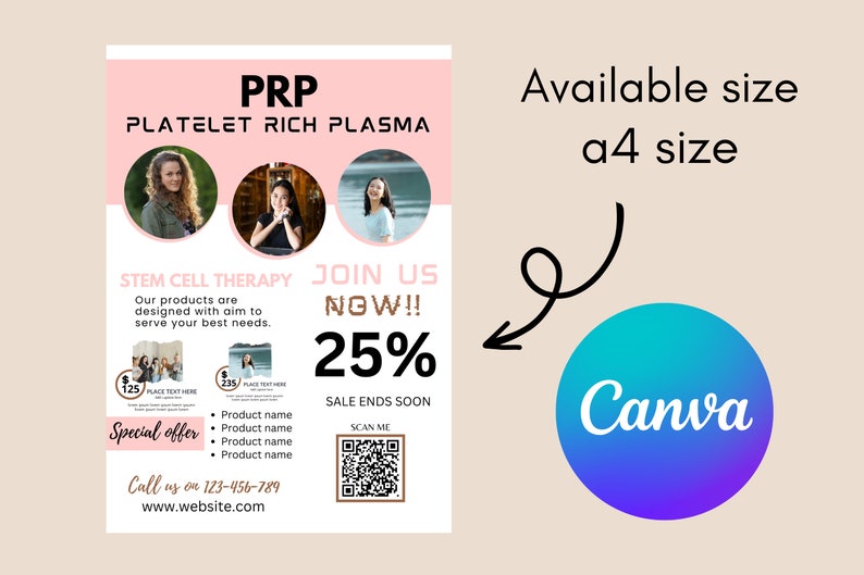 Health PRP FLYER CANVA A4 Flyer Template health Poster Editable Flyer ...