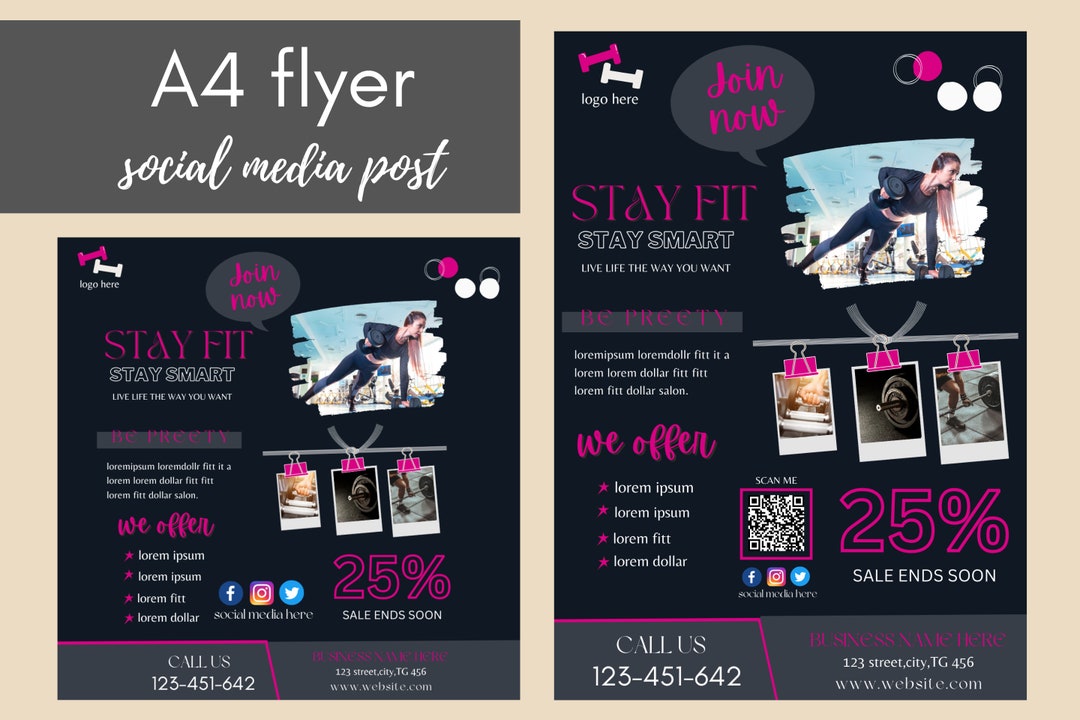 Editable FITNESS FLYER A4 Yoga Flyer Template weight Loss Flyerfitness ...