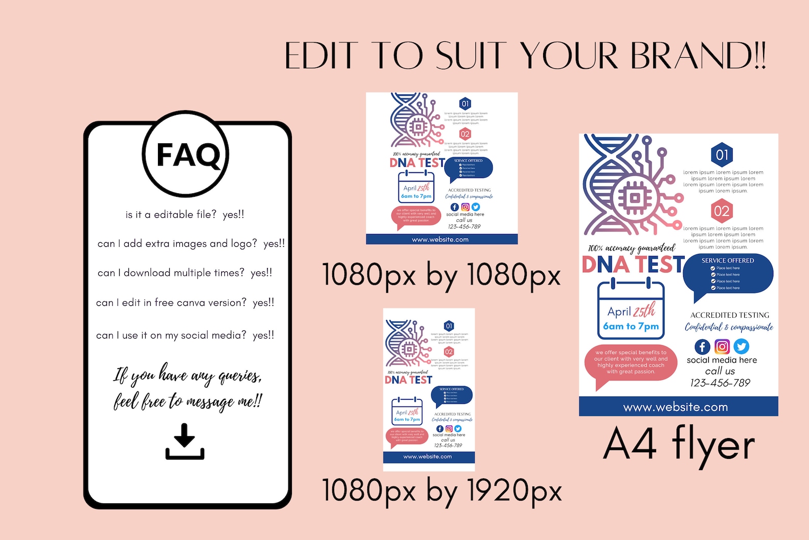 Dna Testing FLYER CANVA| A4 Flyer| Instagram Banner| Health Poster ...