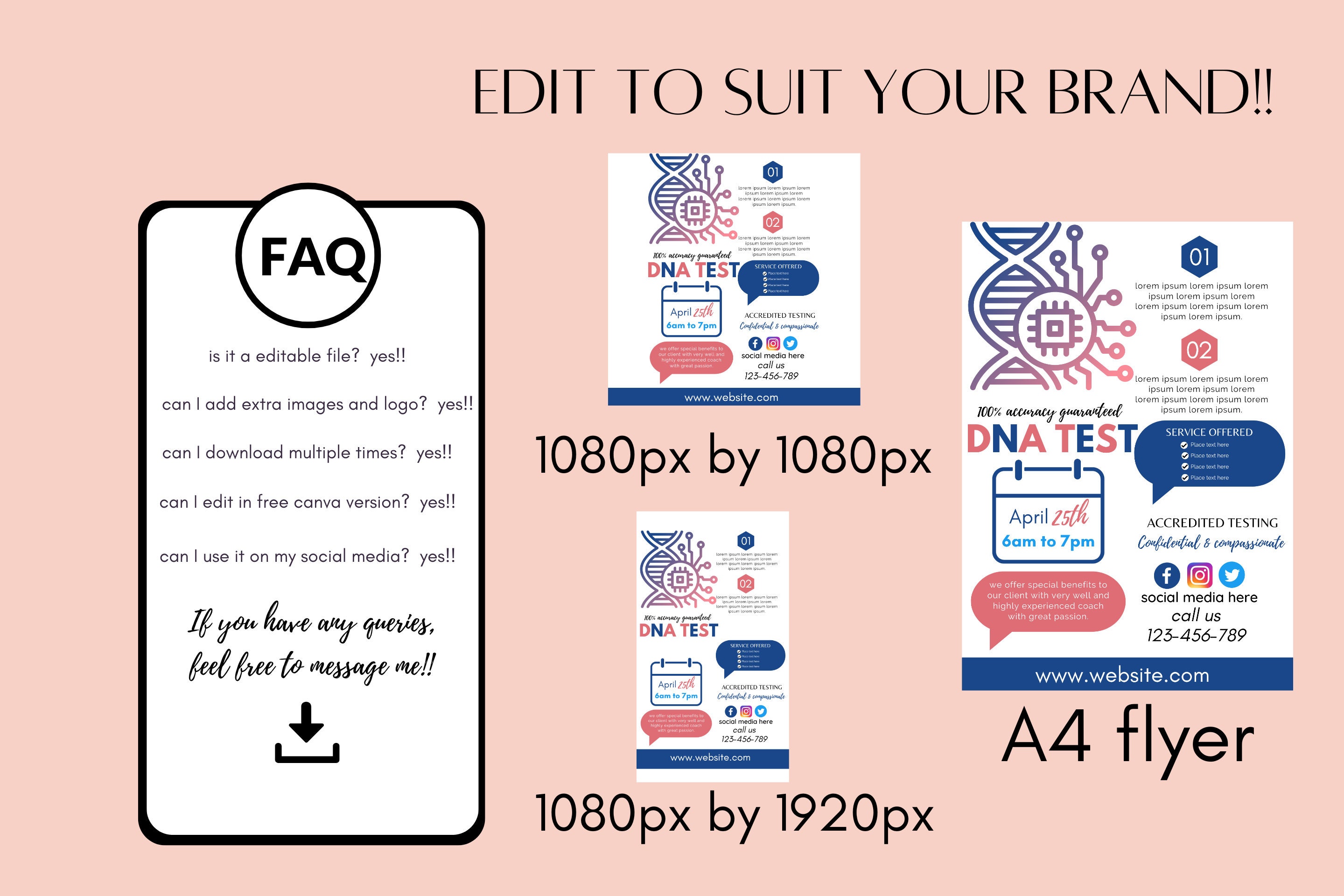 Dna Testing FLYER CANVA| A4 Flyer| Instagram Banner| Health Poster ...