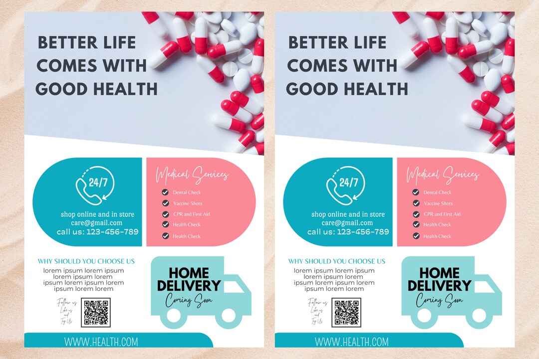 Pharmacy Health FLYER CANVA| A4 Flyer Template |health Poster| Editable ...