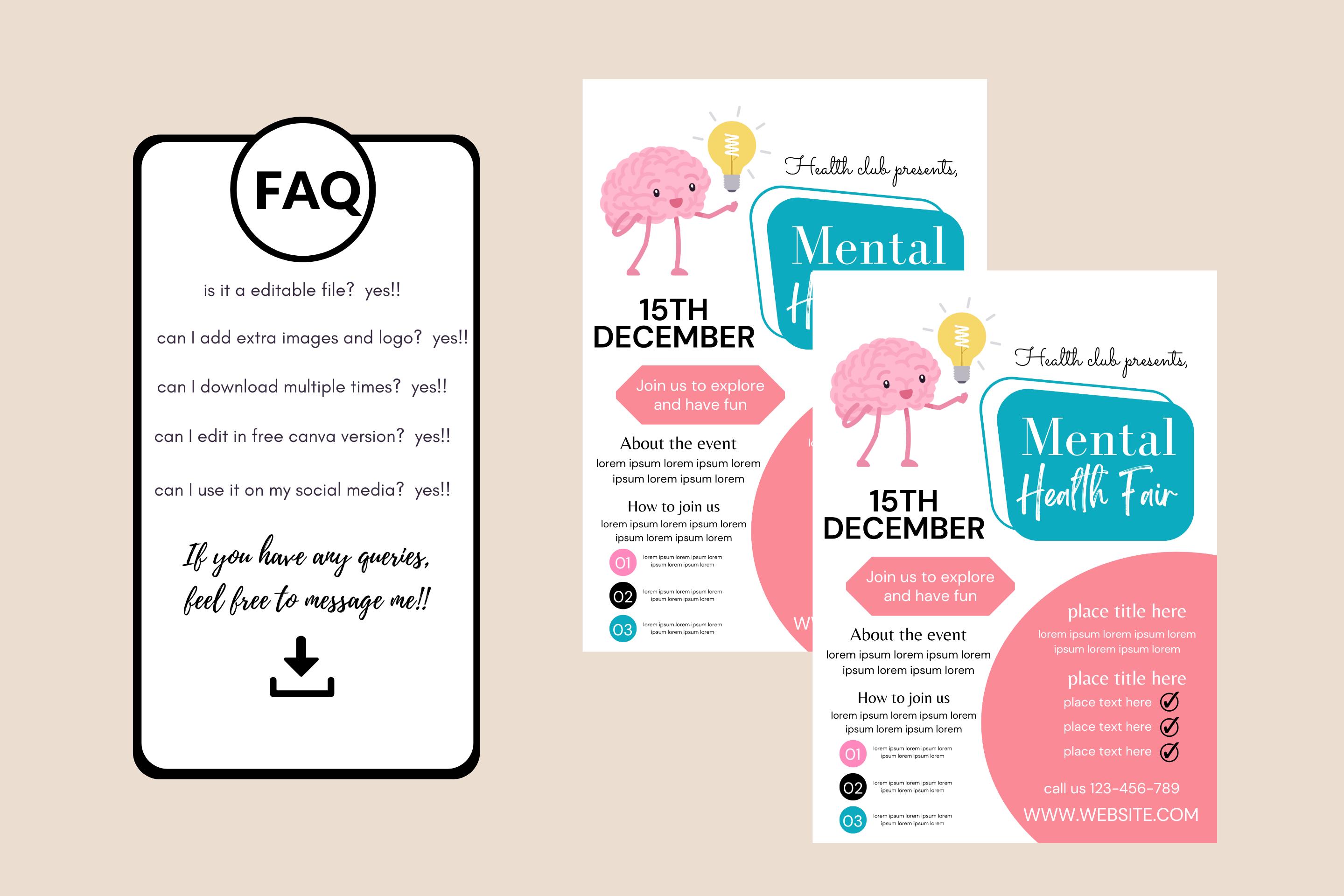 Mental Health FLYER CANVA| A4 Flyer Template |health Poster| Editable ...