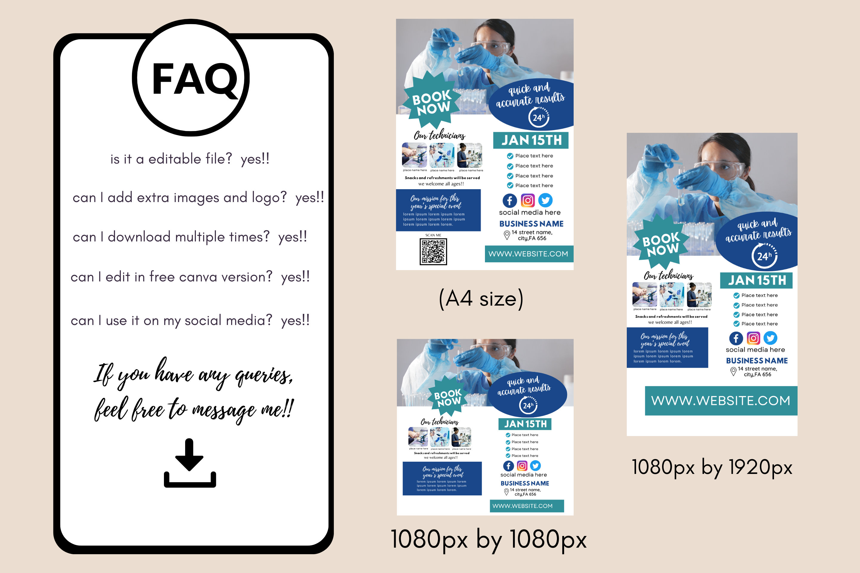 Lab Testing FLYER CANVA| A4 Flyer| Instagram Banner| Health| Coach ...
