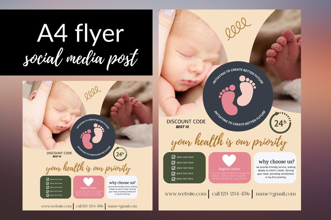 Editable Neonatal FLYER CANVA A4 Flyer Templatesocial Media Health ...