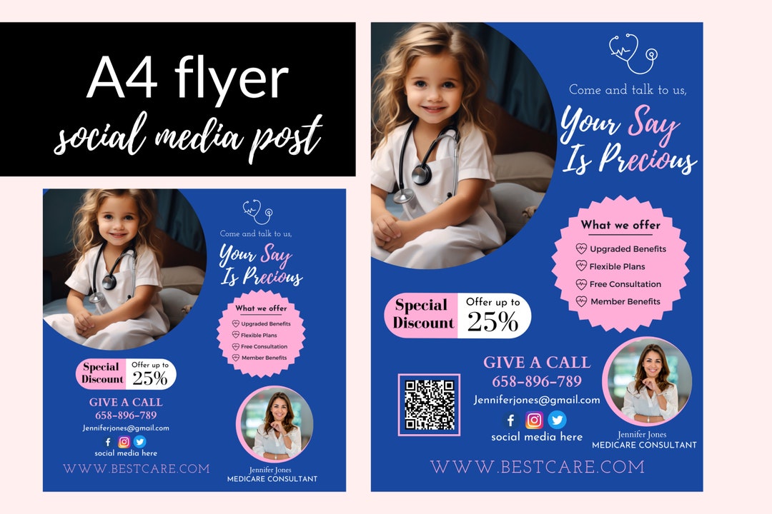 Medicare Health Flyer CANVA A4 Flyer Templatehealth Postersocial Media ...