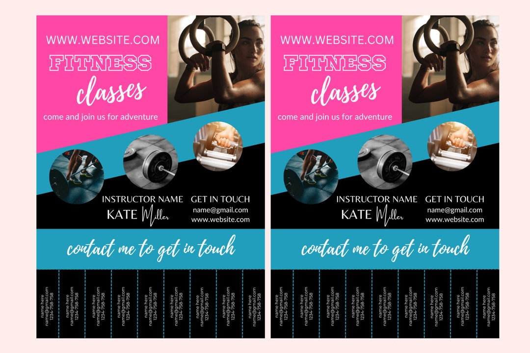 FITNESS FLYER CANVA| A4 Tear off Flyer Template |weight Loss Flyer ...