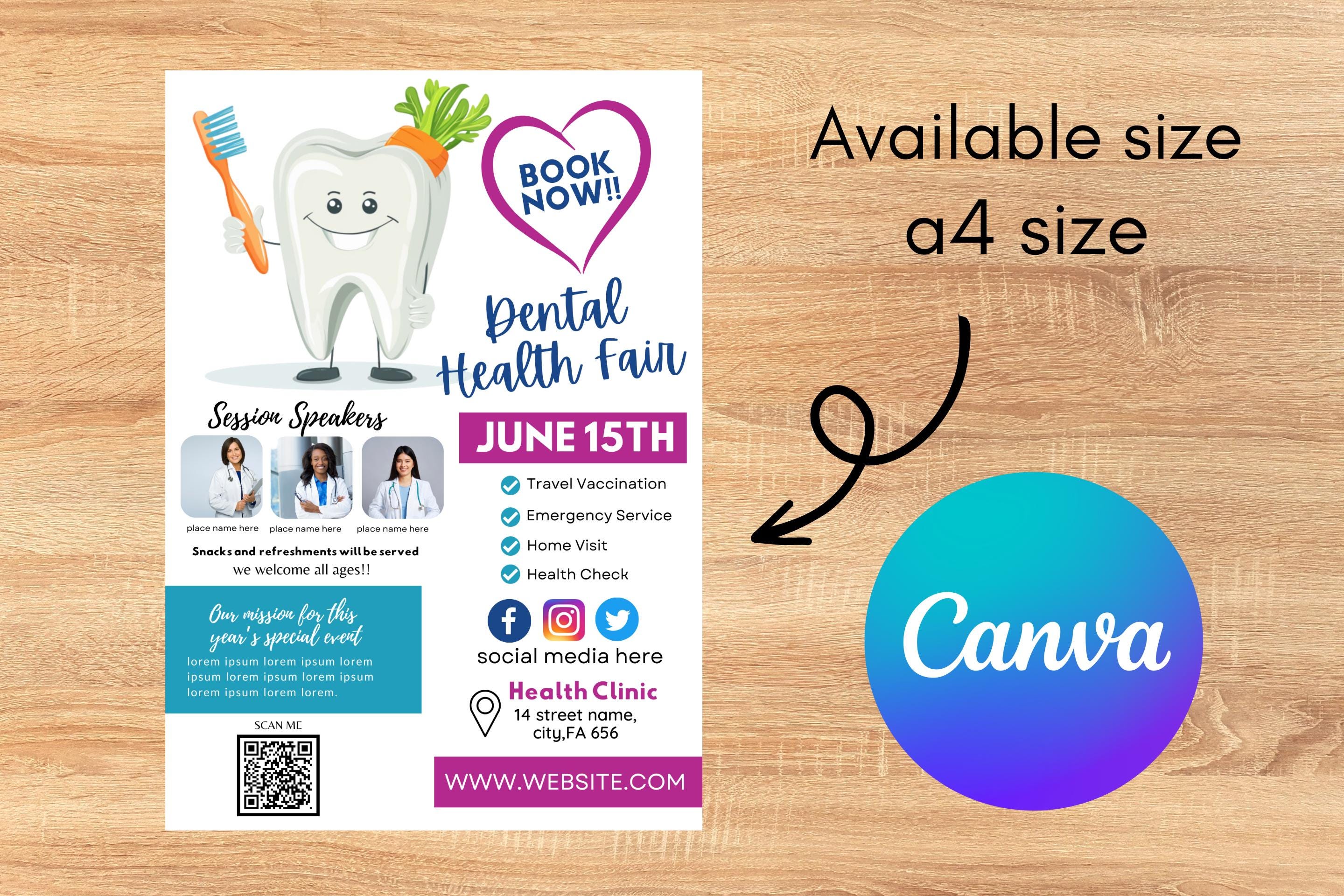 Dental Fair FLYER CANVA| A4 Flyer Template |health Poster| Editable|diy ...