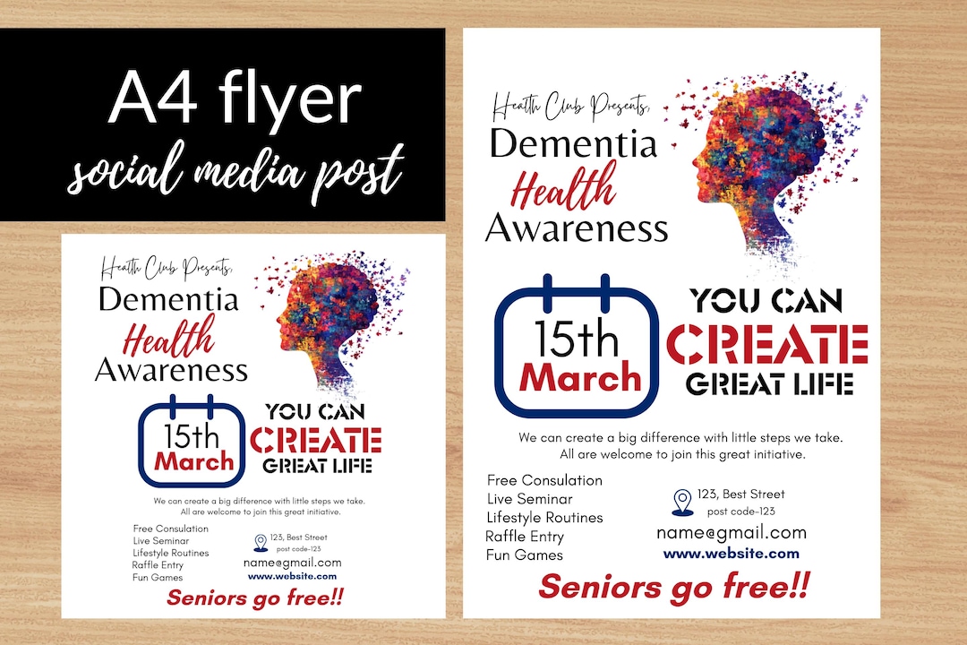 Editable Dementia Flyer CANVA|A4 Flyer| Dementia Instagram Post| Health ...