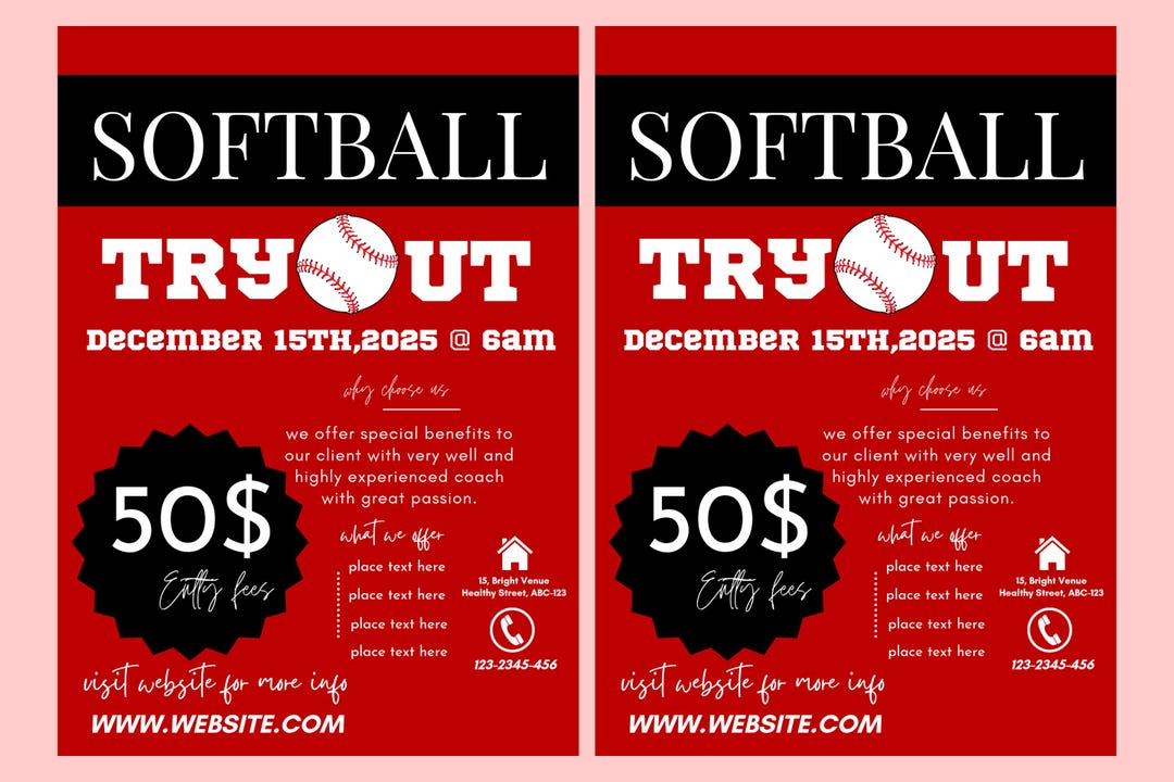 Softball Tryout FLYER CANVA| A4 Flyer Template |health Poster| Editable ...