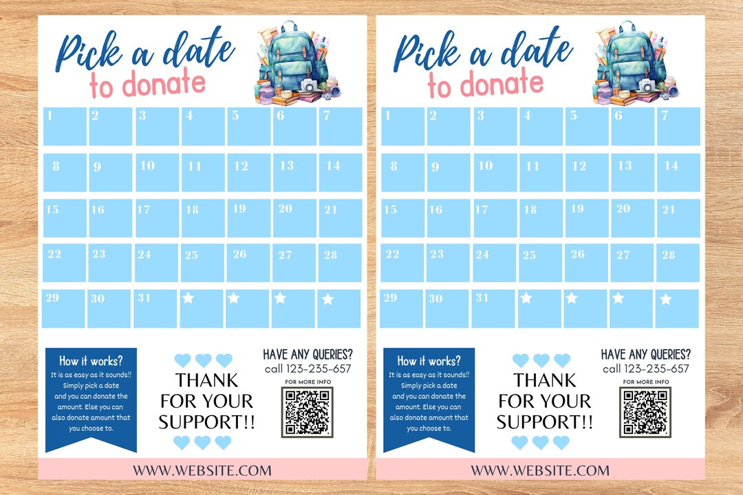 Pick a Date to Donate FLYER CANVA| School Fundraiser Calendar Flyer ...