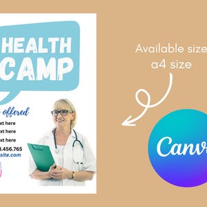 Health Camp FLYER CANVA A4 Flyer Template health Poster Editable Flyer ...