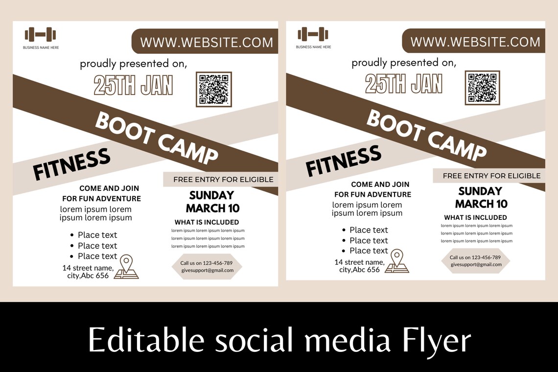 Fitness Flyer Canva| Boot Camp Flyer| Social Media Flyer Template ...