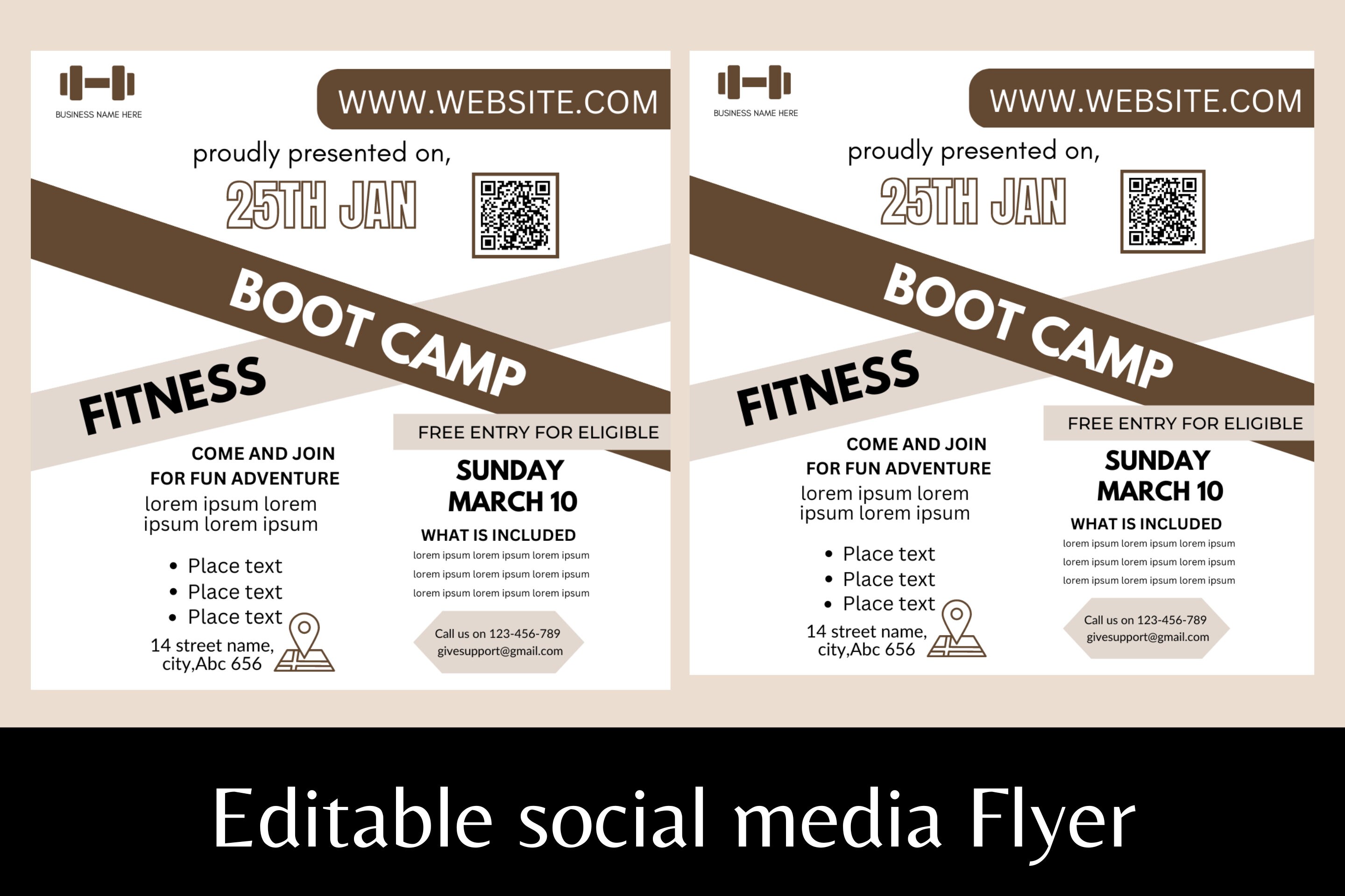 Fitness Flyer Canva| Boot Camp Flyer| Social Media Flyer Template ...
