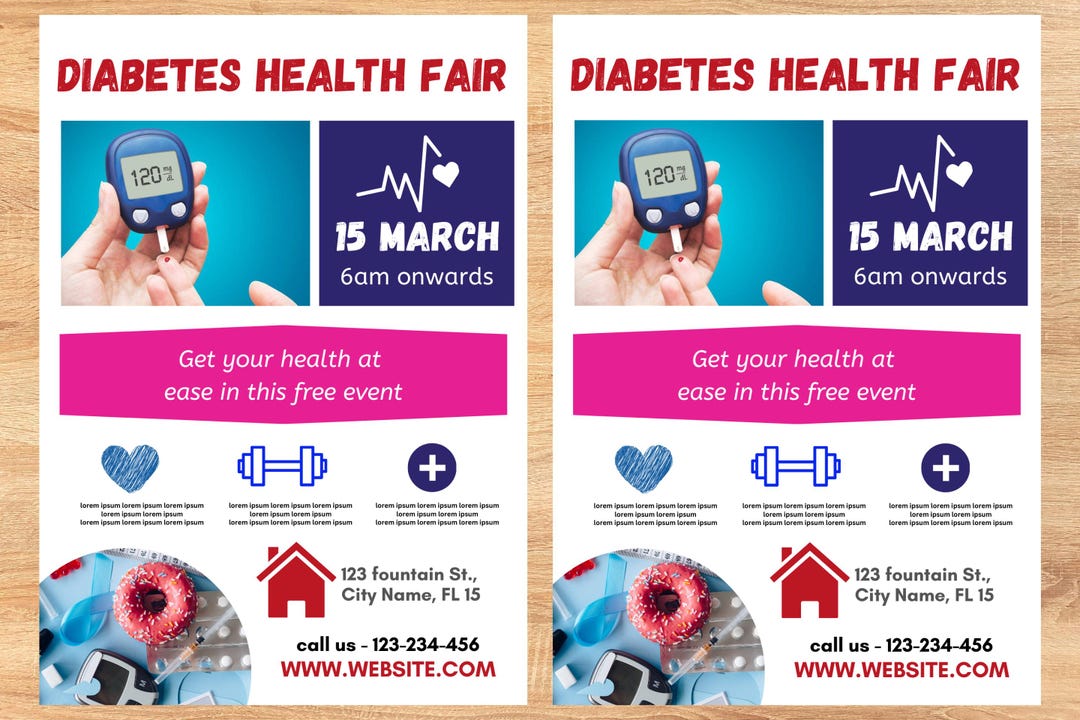 Diabetes Health FLYER CANVA|A4 Flyer Template |health Poster|editable ...