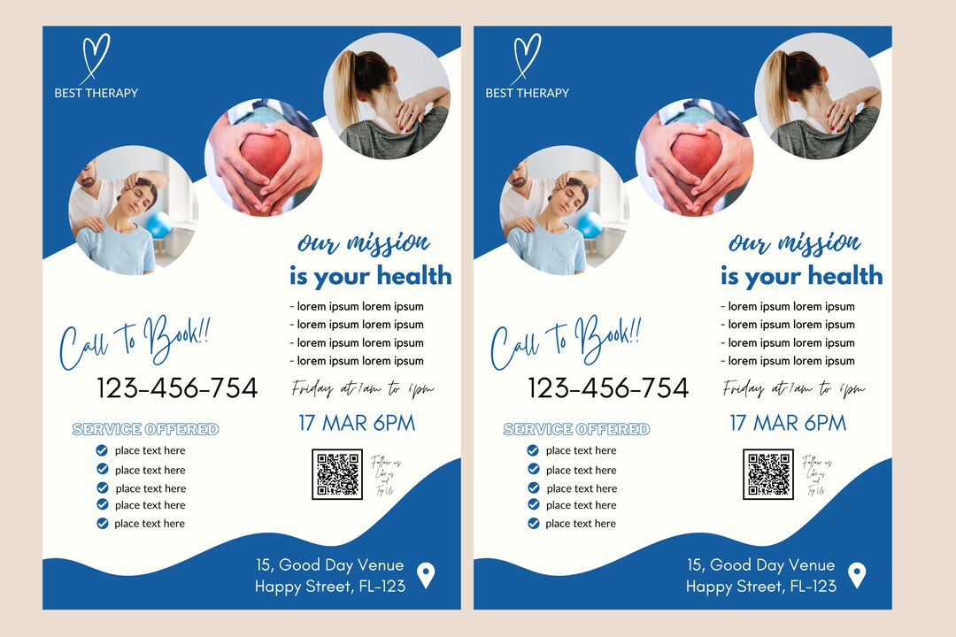 Therapy Health Flyer CANVA| First Aid Flyer|health Poster| Editable ...
