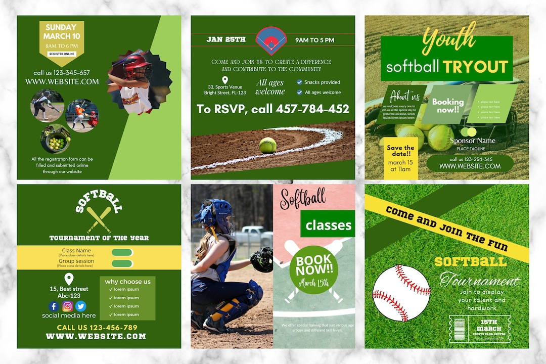 Softball Tryout FLYER Canva Social Media Flyerinstagram Post Web Banner ...