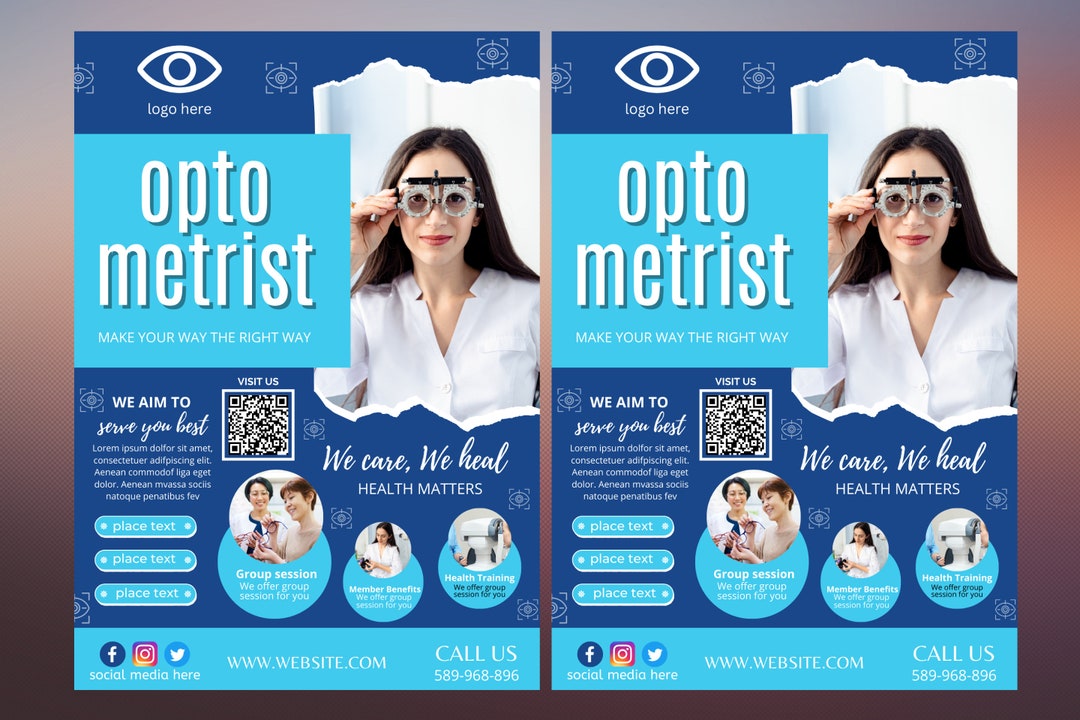 Optometrist Health FLYER CANVA A4 Flyer Template health Poster Editable ...