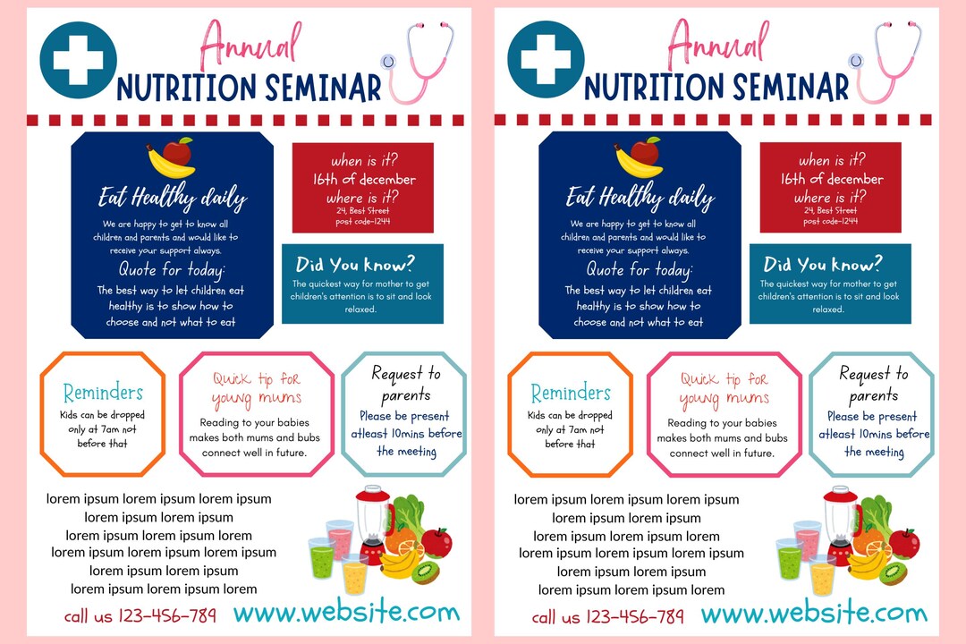 Nutrition Health FLYER CANVA| A4 Flyer Template |health Poster|editable ...