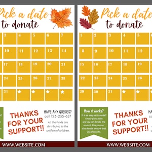 Pick a Date to Donate FLYER CANVA| Fall Fundraiser Calendar Flyer ...