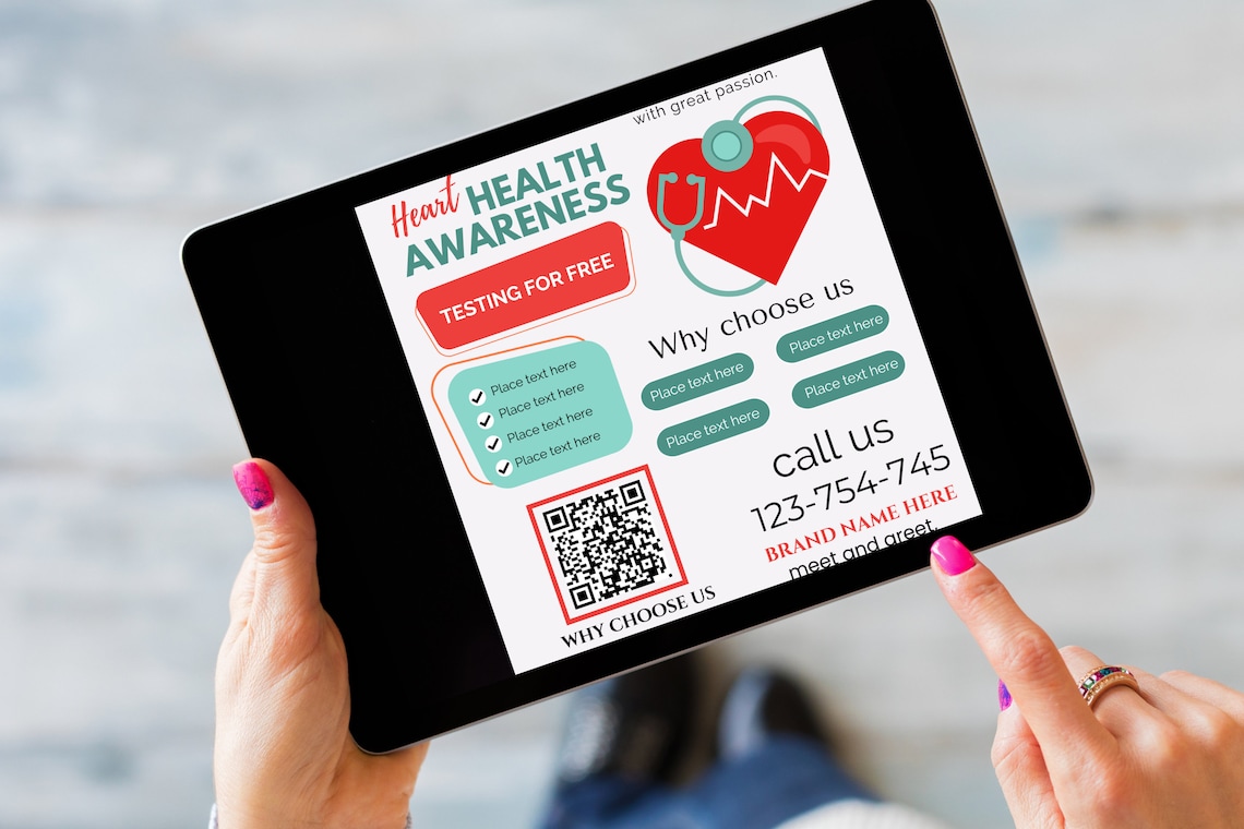 Heart Health FLYER CANVA| A4 Flyer|health Poster|editable|diy |heart ...
