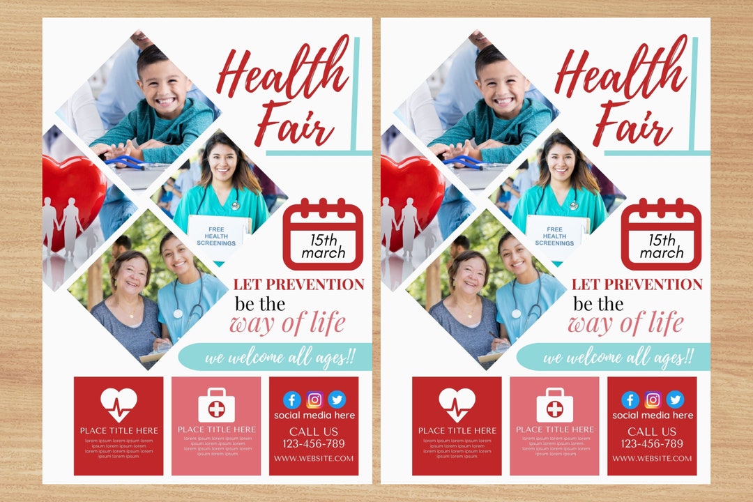 Health Fair FLYER CANVA| A4 Flyer Template |health Poster| Editable ...