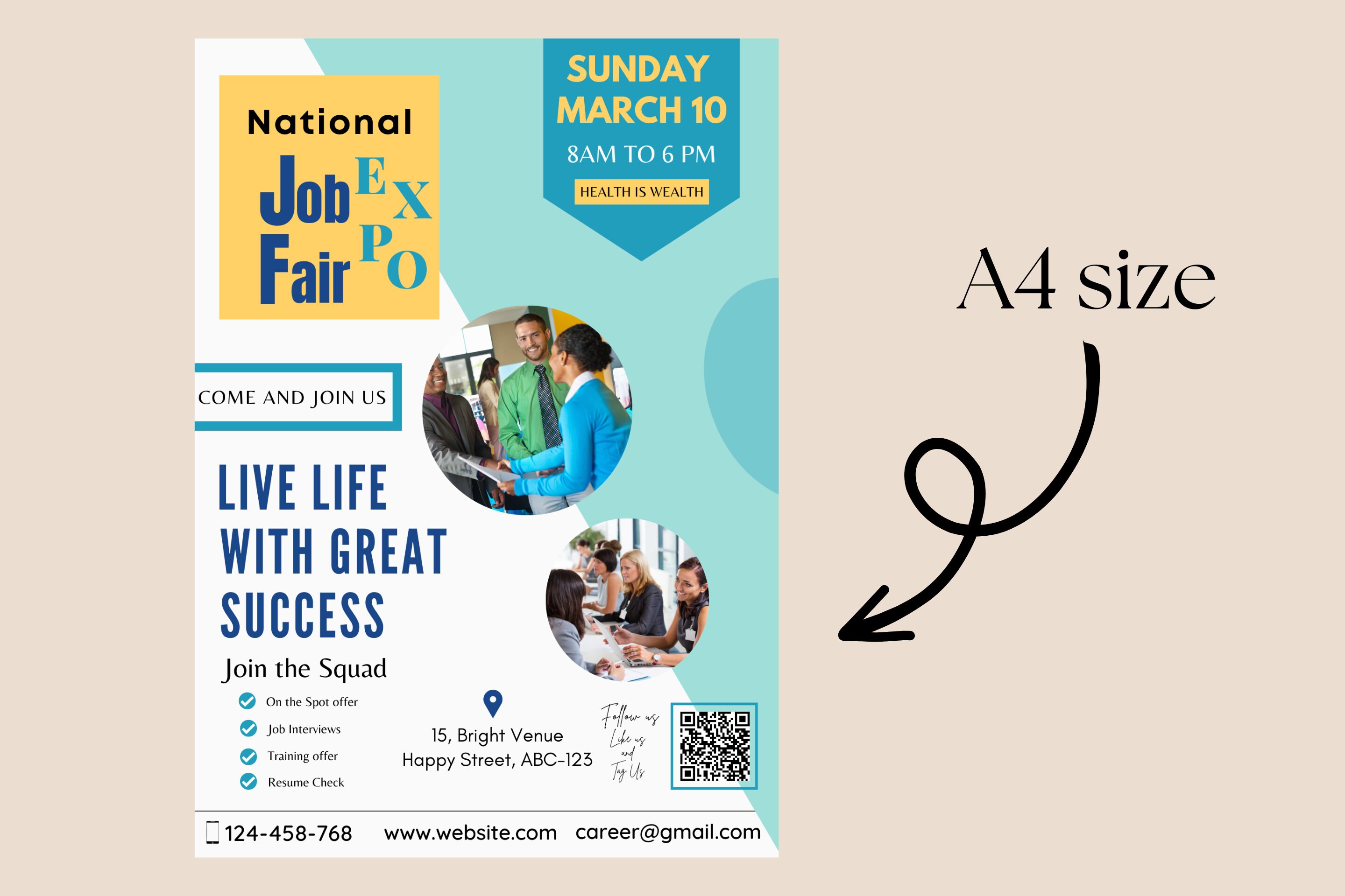 Job Fair FLYER CANVA| A4 Flyer Template |health Poster| Editable Flyer ...