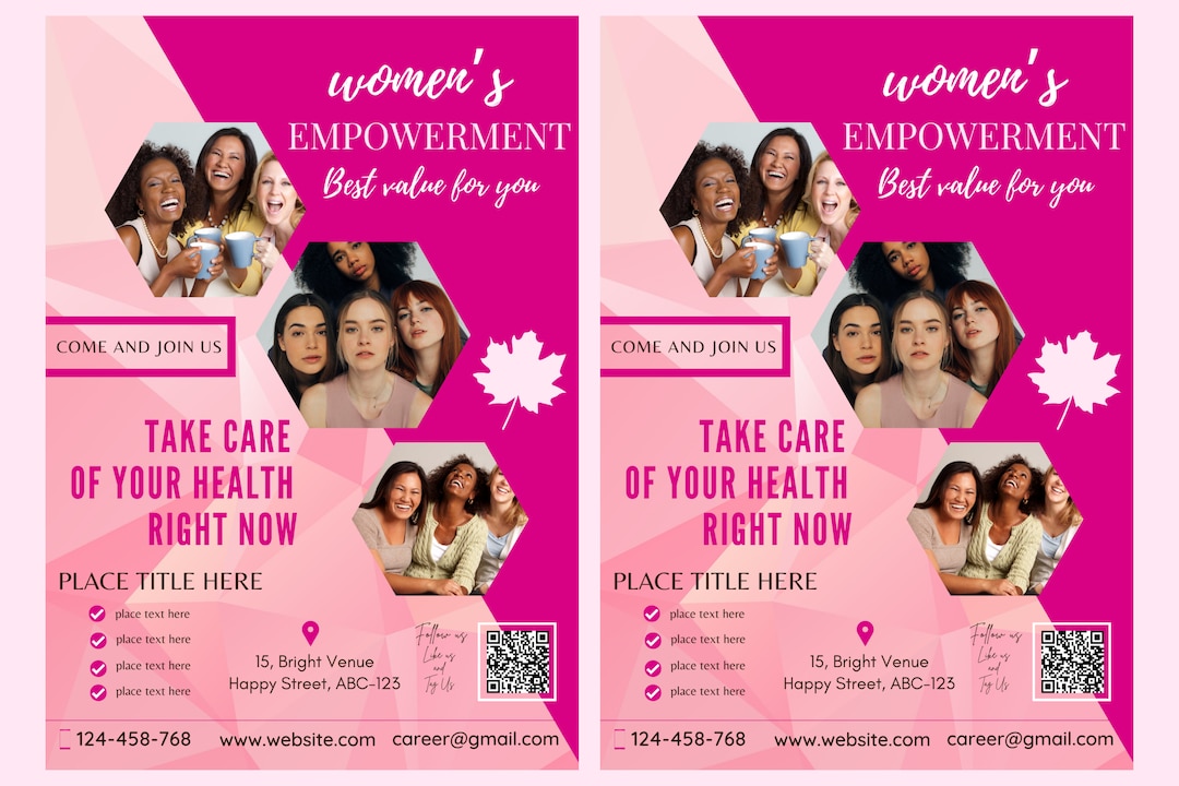 Women Empowerment FLYER Canva A4 Health Flyer Template event - Etsy