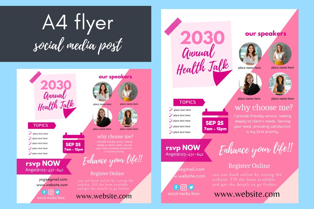 Health Talk FLYER Canva A4 Size instagram Flyer Social Media ...