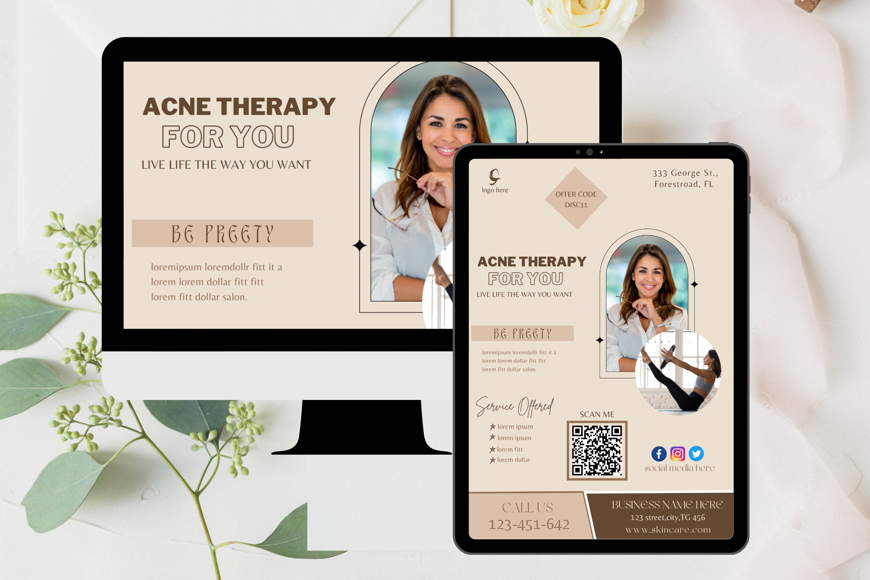 Acne Therapy FLYER CANVA A4 A4 Size A5 Size 5 by 7 Sizehealth Poster ...