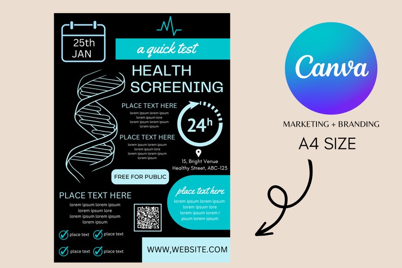 Health Screening FLYER CANVA| A4 Flyer Template |health Poster ...