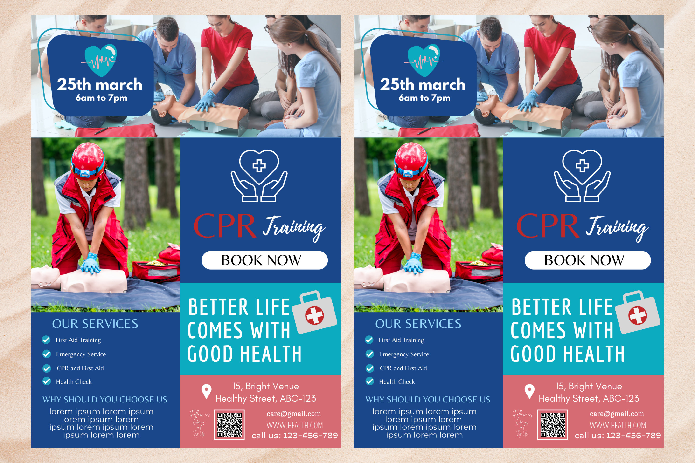 Cpr Health Flyer|canva| First Aid Flyer|health Poster| Editable Flyer ...