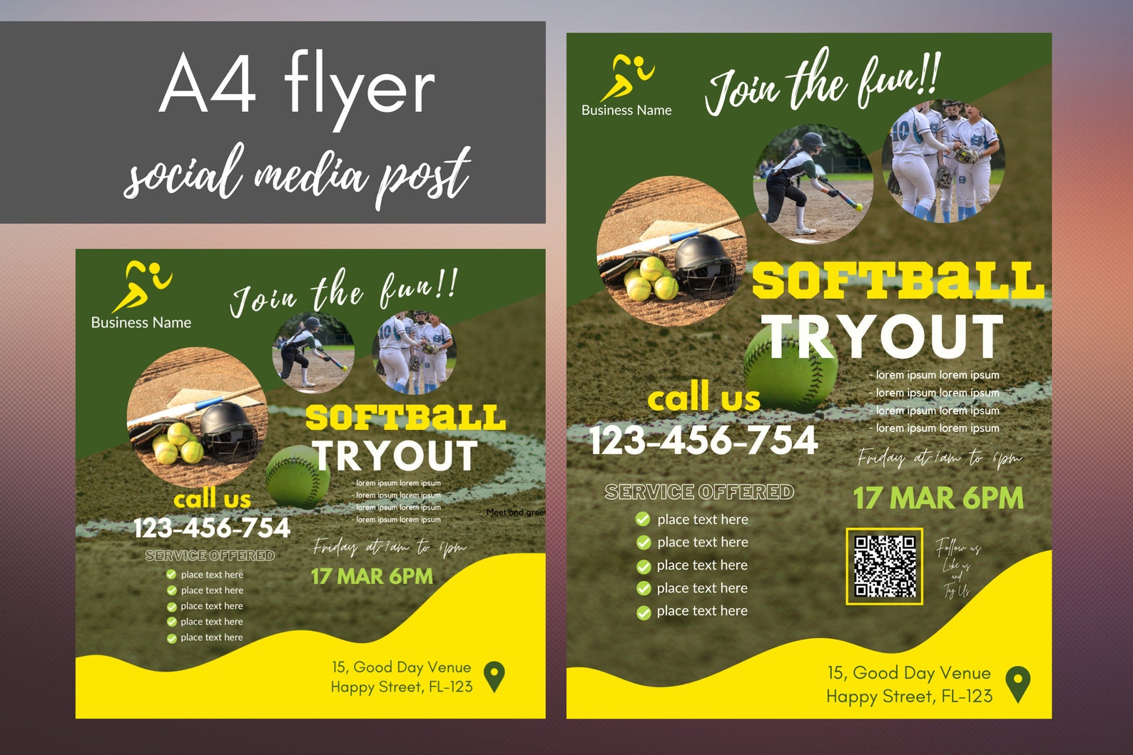 Softball Tryout FLYER| A4 Flyer Template|social Media Post|sports Flyer ...