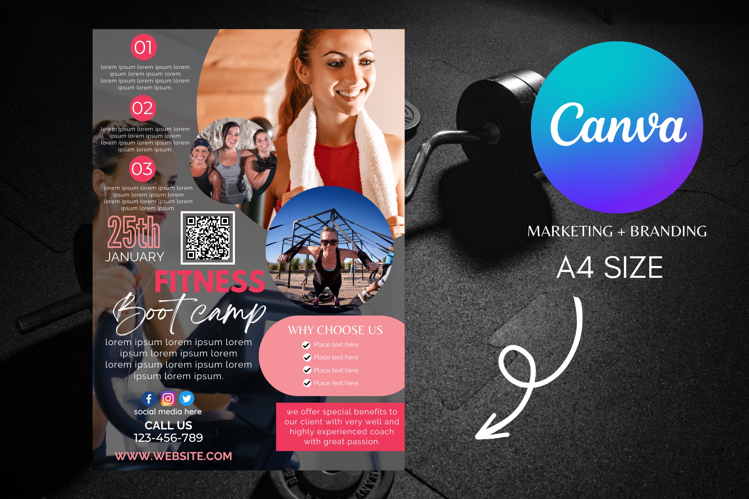 Boot Camp FLYER CANVA A4 Flyer Template health Poster Editable Flyer ...