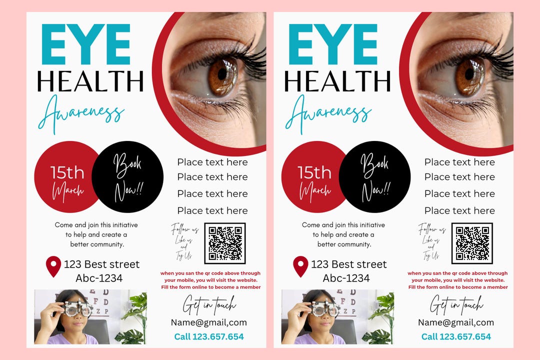 Eye Health FLYER CANVA| A4 Flyer|health Poster|editable|diy |heart ...