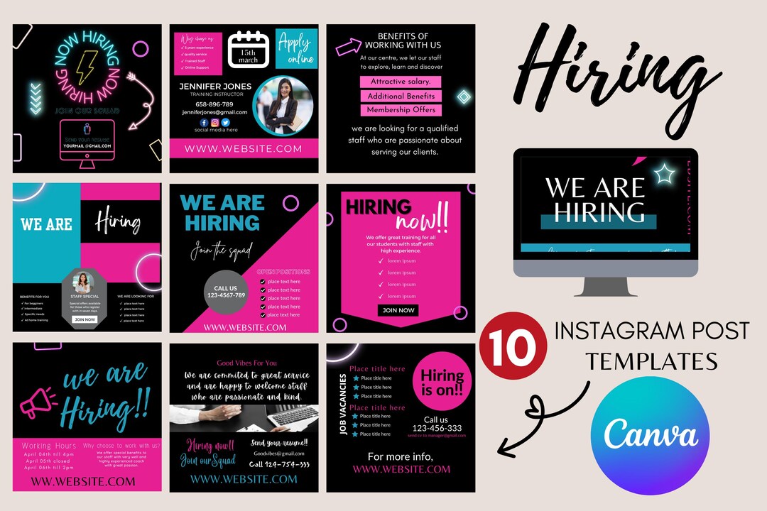 Editable Hiring FLYER Canva Social Media Flyerinstagram Post Web Banner ...